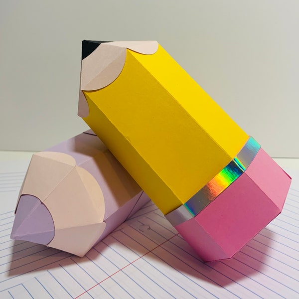 3D Pencil Box SVG Template: Back to School Favor Box (PDF) - Etsy