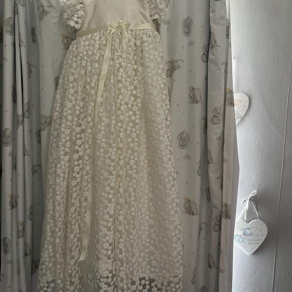 Princess Meadow Pale Ivory Christening Flower Girl Dress Gown in Silk ...