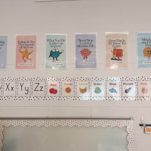Retro Classroom Bundle: Colorful Growth Mindset Posters, Teacher ...
