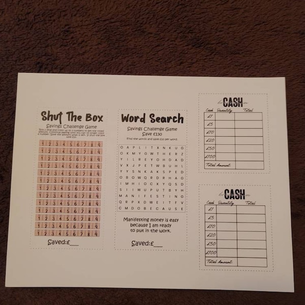 Shut the Box and Word Search Mini Savings Challenge Games 100P ...