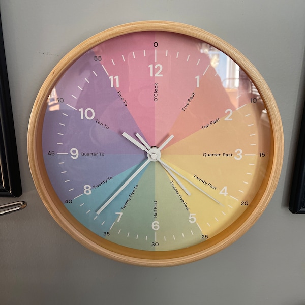 Simple Wall Clock - Telling Time Clock, Pastel Colors Clock, Color ...