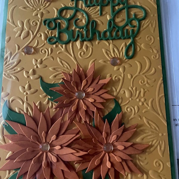 Happy Birthday Embossed Birthday Card With Lavender and Yellow Flowers ...