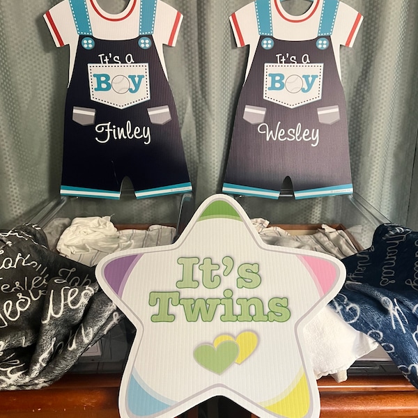 Its Twins Welcome Sign Twin Boy Yard Signs Baby Twins Personalized Baby ...