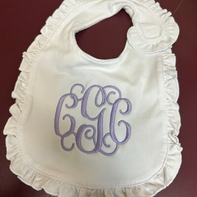 Monogrammed Ruffle Baby Bib, Personalized Bibs, First Birthday Bib ...