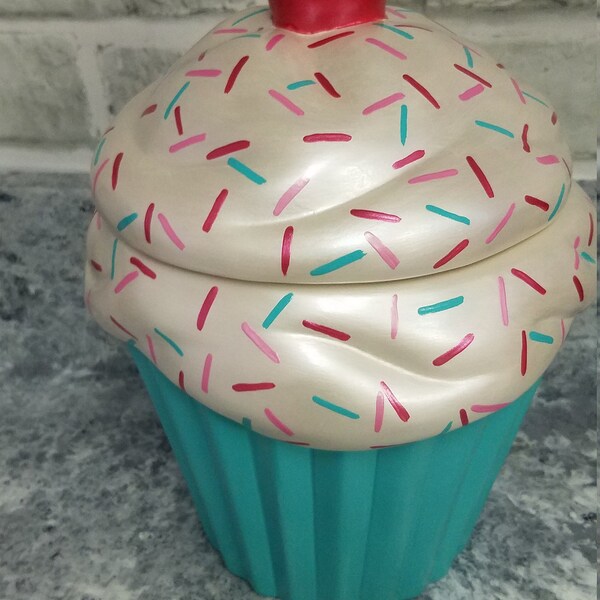 Marshmallow Sprinkle Party Cupcake Jar Turquoise Bottom - Etsy