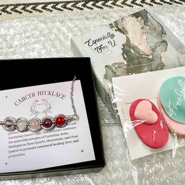 Handmade Cancer Crystal Necklace, Zodiac Choker, Carnelian, Ruby ...