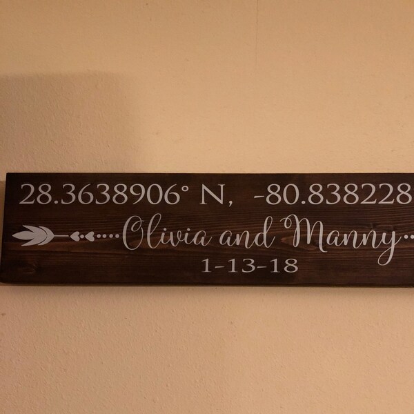 Personalized Wedding Gift | GPS Sign | Custom Coordinates Sign | Mother ...