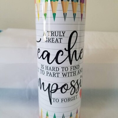 20 Oz Skinny Tumbler Rainbow Pencils Teacher Tumbler Crayons Teacher ...
