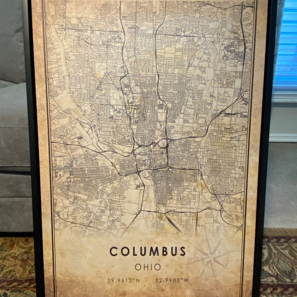Columbus Vintage Map Print | Columbus Map | Ohio Map Art | Columbus ...