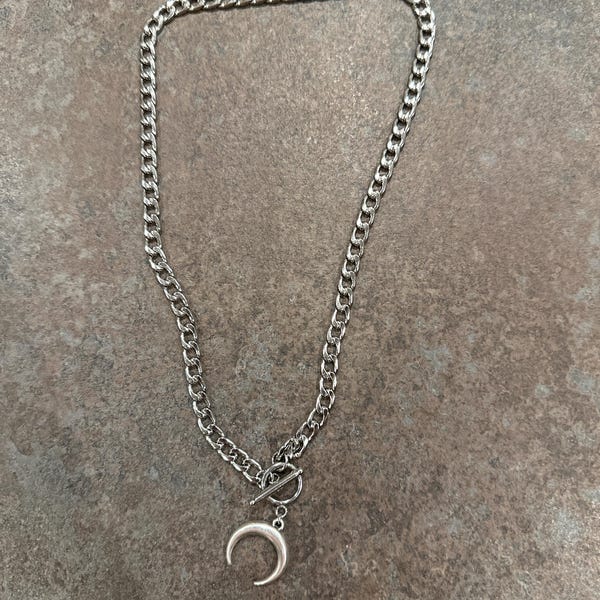 Moon Chain Necklace, Layered Necklace, Statement Necklace, Chunky Gold ...