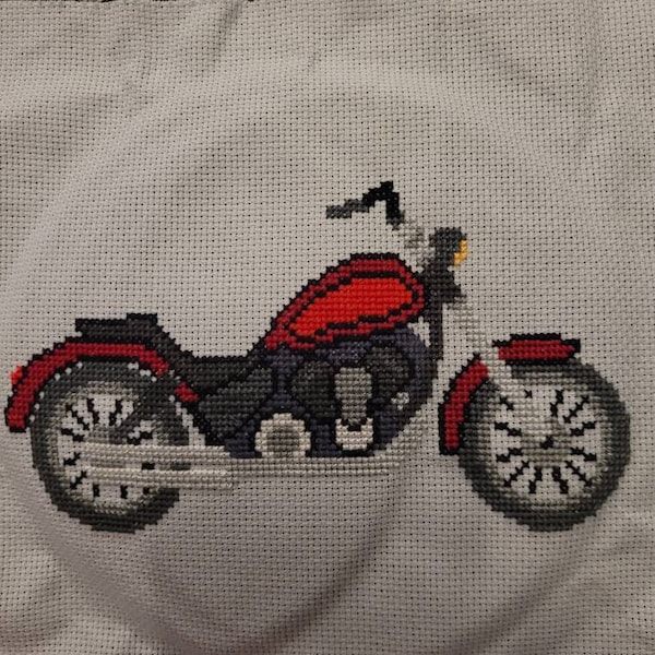 Cross Stitch Pattern Motorcycle, Modern Cross Stitch, Vintage ...