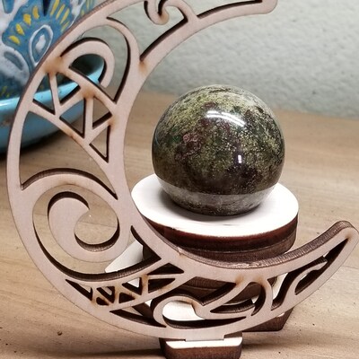 Crescent Moon Sphere Stand / Quality Handmade/ Wooden/ Crystal Ball ...