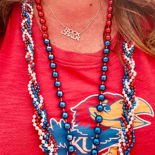 Kansas Jayhawks Rock Chalk Necklace; KU Jayhawks Gold or Silver ...