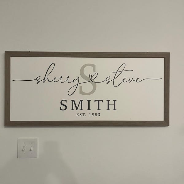 Personalized Last Name Monogram Sign, Gift for Couple, Bedroom Sign ...
