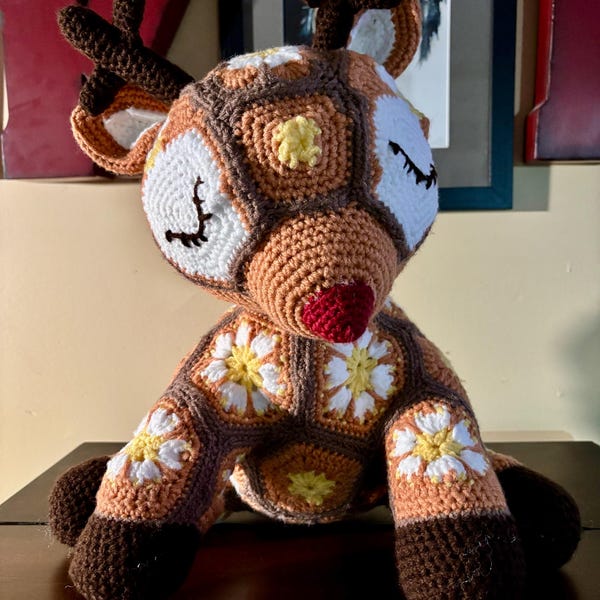 Reindeer African Flowers Crochet Pattern, African Flowers Design, Pdf ...