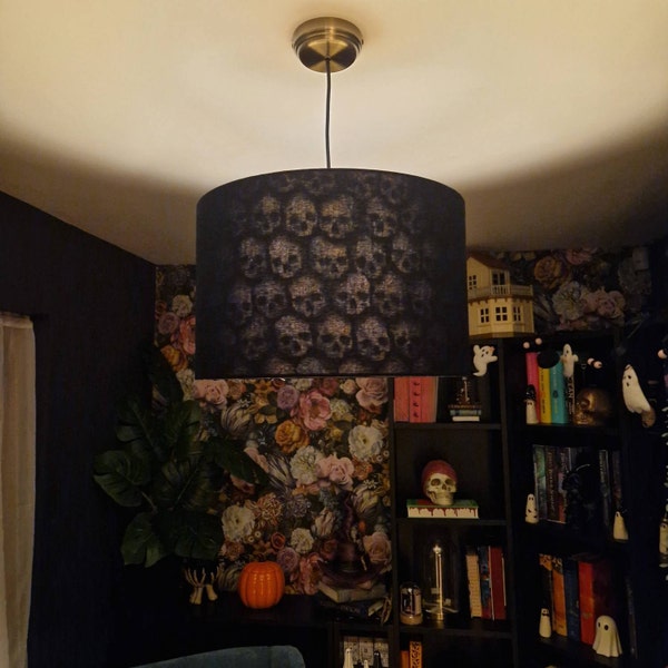 Gothic Lampshade - Handmade Skull Light Shade - Catacombs Old Bone ...
