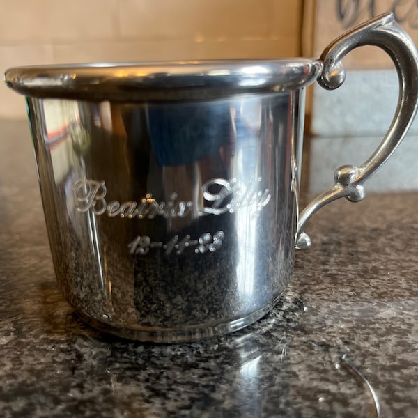 Personalized Silver Baby Cup- Initial Cup- Monogram- Baby Gift ...