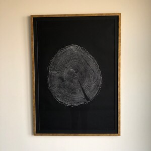 Western Red Cedar, Tree Ring Print, Black and White Tree Ring Print ...