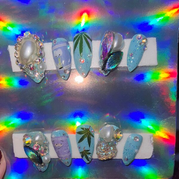 Pink Hime Kawaii 3D Deco Gyaru Lolita Princess Nails - Etsy