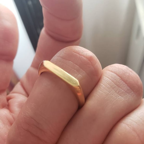 Signet Ring - Bar Ring - Stacking Ring - Statement Ring - Gold Signet ...