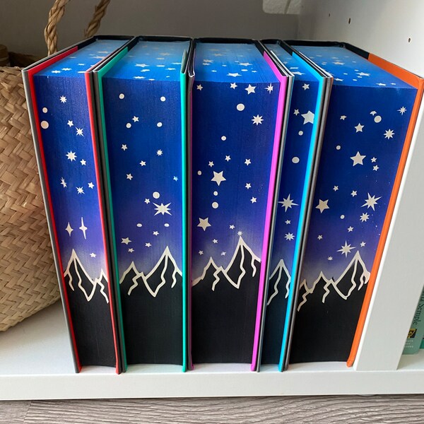 ACOTAR Ombre Sky Hardcover Set Books 1-5 With Beautiful Custom Sprayed ...