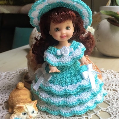 Handmade Thread Crochet Kelly Doll Barbie Family Dress for 4.5 Kelly or ...