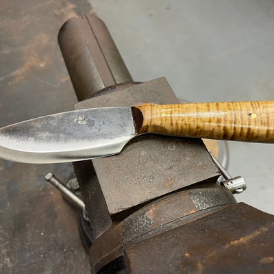 Jeff White Comanche Kephart Knife With Curly Maple Handle and Sheath - Etsy