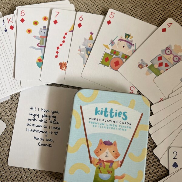 Cat Playing Cards - Illustrated Poker Card Deck - High Quality Linen ...