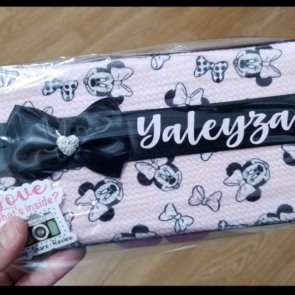 Personalized Mickey Mouse Wipe Case Black Bow Travel Makeup Storage ...
