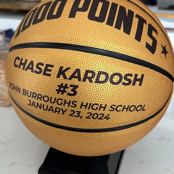 1000 Points/rebounds Custom Gold Basketballs | Official Size ...