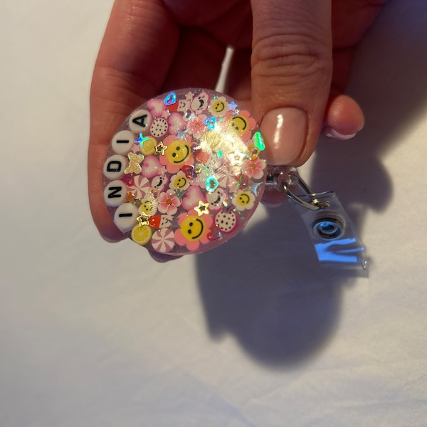 Sparkle Badge Reel, Flower Power Sparkle Badge Reel, Nurse Badge Reel ...