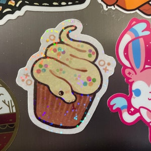 Holographic Cupcake Snake Sticker / Cup-snake Sticker / Cute Ball ...