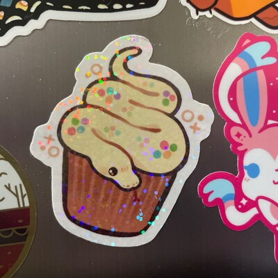 Holographic Cupcake Snake Sticker / Cup-snake Sticker / Cute Ball ...