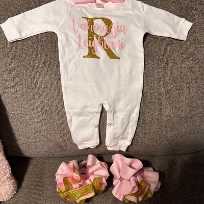 Baby Girl Outfit, Coming Home Outfit, Custom, Handmade, Personalized Newborn, Babyshower Gift ...