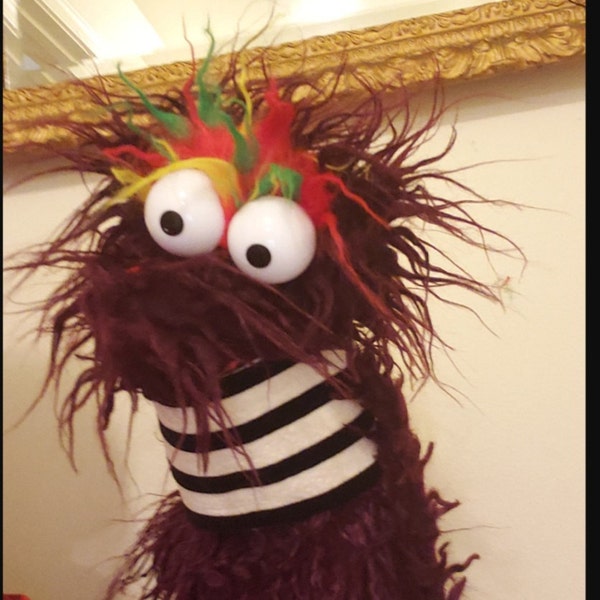 Burgundy Shaggy Chin-pro, Professional Monster Hand Puppet - Etsy UK
