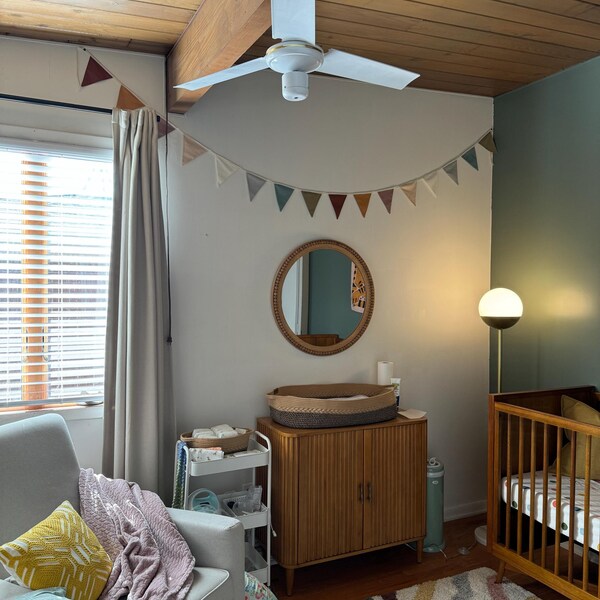 Boho Rainbow Bunting Banner, Colorful Bunting Garland, Neutral Fabric ...