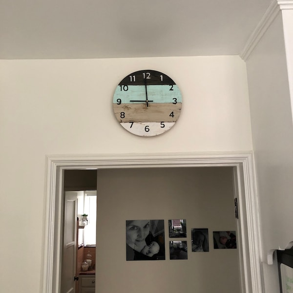Coastal Wall Clock for Beach House or Farmhouse Decor, Custom Reclaimed ...