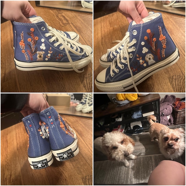 Embroidered Converse Low Tops, Custom Embroidered Platform Converse for ...