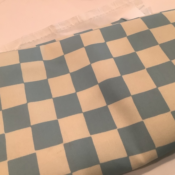 Aqua Checker Fabric, Retro Checkboard Fabric, Fabric by the Yard, Erin ...