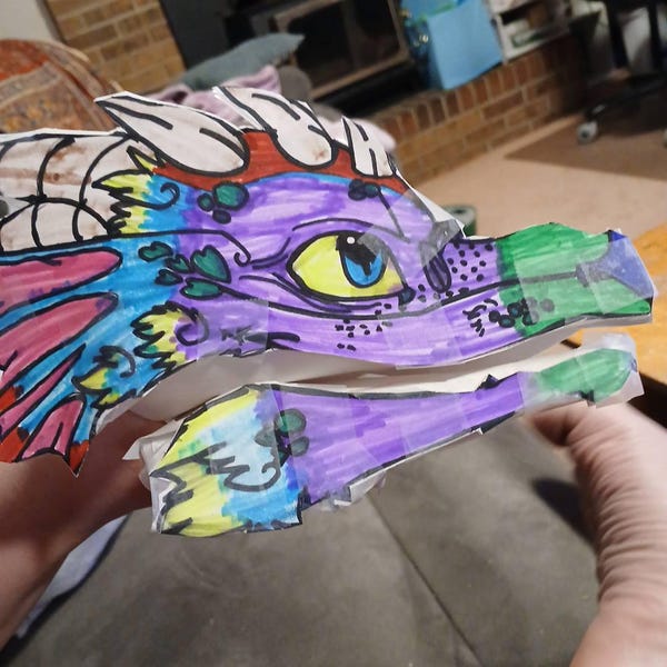 Customizable Color Your Own Printable Paper Dragon Puppet Template Base ...