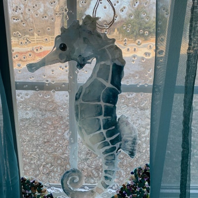 Seahorse Glass Window, Art, Ocean, Beach, Chunky Glass, Outer Banks ...