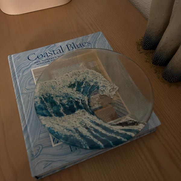 Wave in a Box Fused Glass Wave Wall Art Sun 25x25cm(10"), Turquoise ...