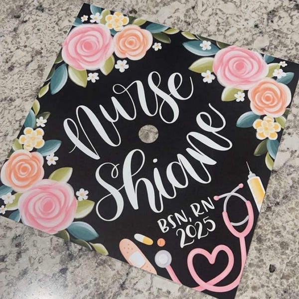 Nurse Graduation Cap Topper - Custom Color Scheme - Nursing RN BSN ...