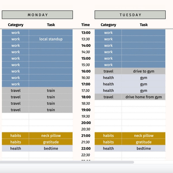 Weekly Planner Excel Template: Customizable Task Schedule (digital ...