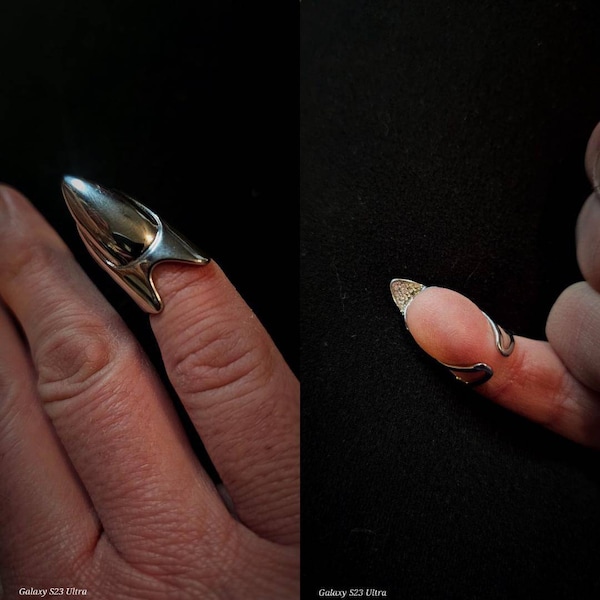 2 Fingertip Rings Fingernail Art Trendy Open Adjustable Rose Design ...