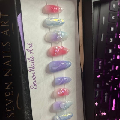 Fresh Cute Nails : Freestyle 3D Raised Gel Nail Set With Heart and ...