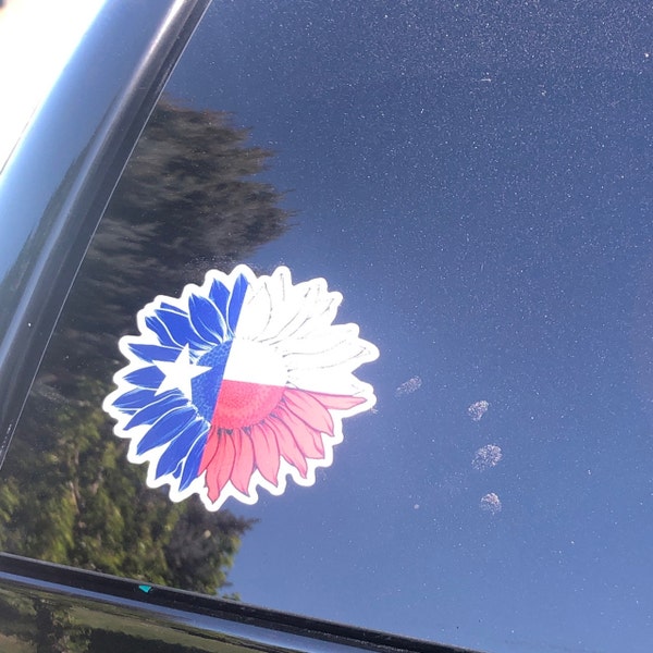 4" Texas Flag Sunflower Sticker State of TX Cooler Laptop Wall Lunch ...