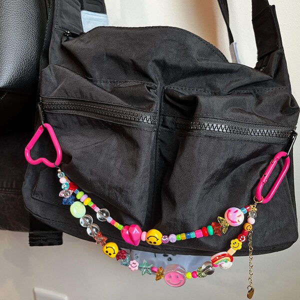 Adorable Happy Face Bag Charm, Multicolored Smiling Face Purse Charm ...