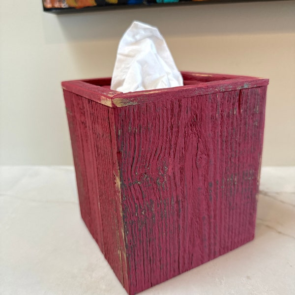 Painted Reclaimed Wood Tissue Box Cover - Rustic Barn Style Wood Facial ...