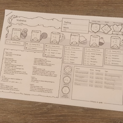 Sidekick Character Sheet A4 Dnd 5e PDF Fillable - Etsy